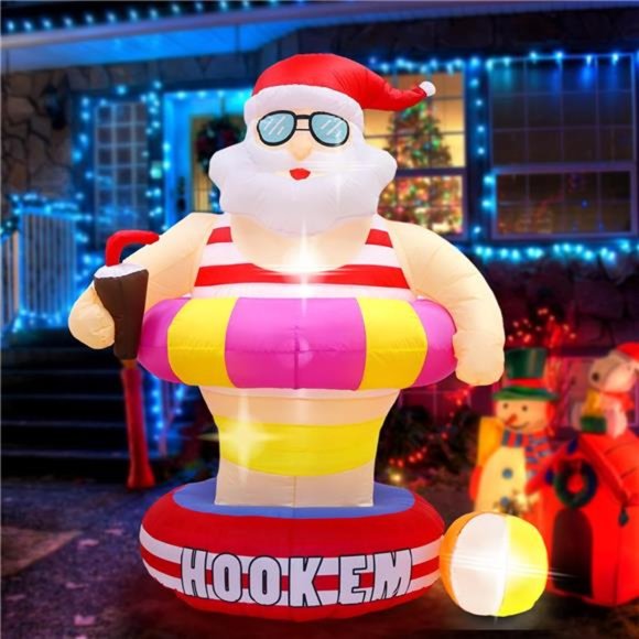 Holiday | 6ft Christmas Inflatables Outdoor Decor Hawaii Beach Santa ...